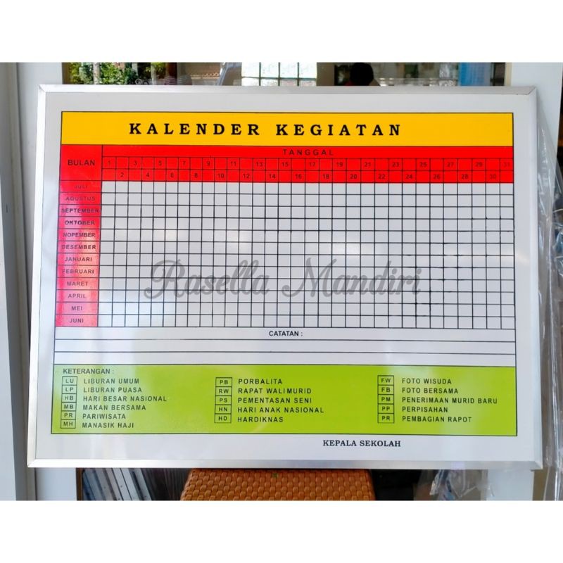 Jual KALENDER KEGIATAN 60x80 - PAPAN DATA SEKOLAH PAUD TK RA - PAPAN ...