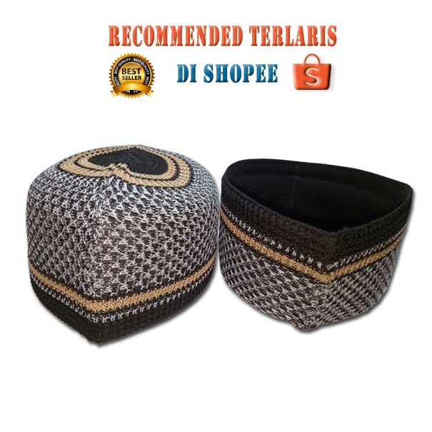 Jual Peci Oval /Kopiah bentuk oval motif warna abu hitam coklat/oleh ...