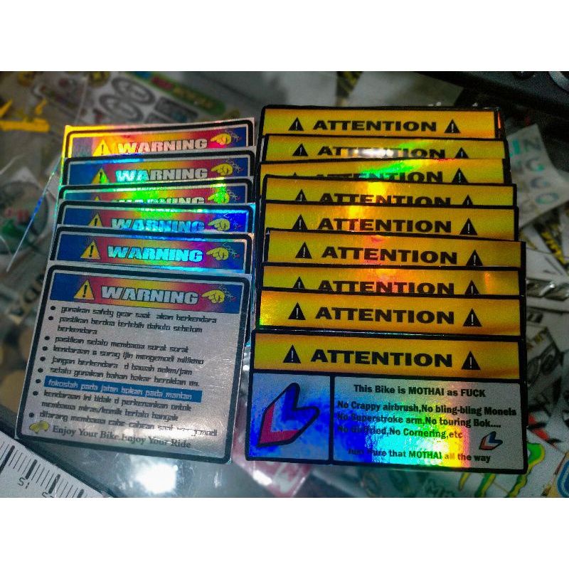 Jual STIKER WARNING ATTENTION | Shopee Indonesia