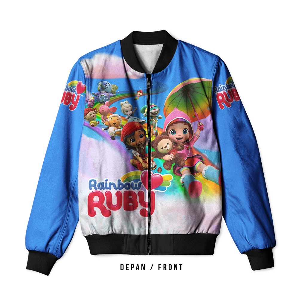 Jual Jaket Bomber Pria Wanita Serial Kartun Rainbow Ruby Full Printing Custom | Shopee Indonesia