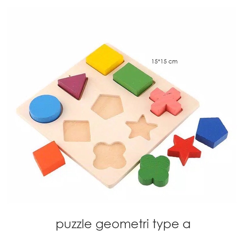 Jual Mainan Kayu Edukasi Anak PUZZLE GEOMETRI / Puzzle Timbul 3D ...