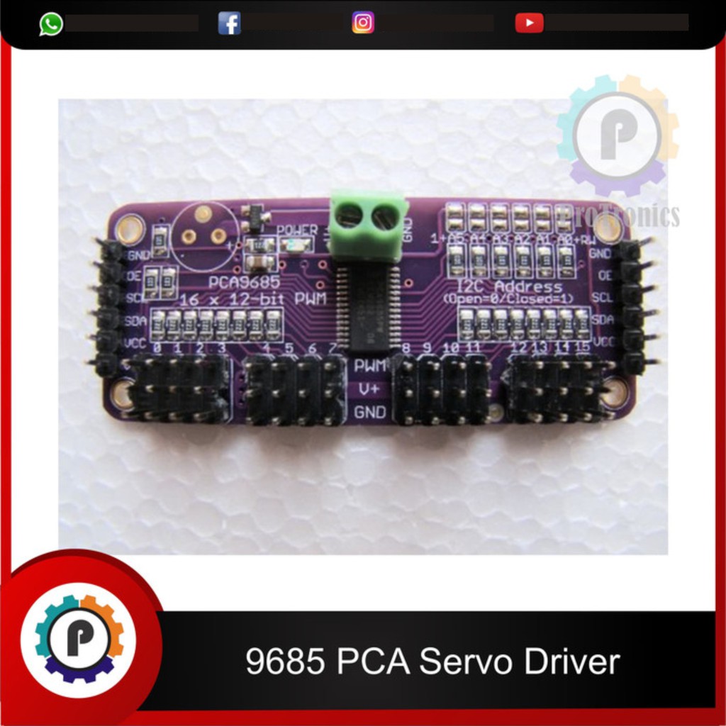 Jual PCA 9685 Servo motor Driver Module I2C 16 Channel 12 bit PWM | Shopee Indonesia