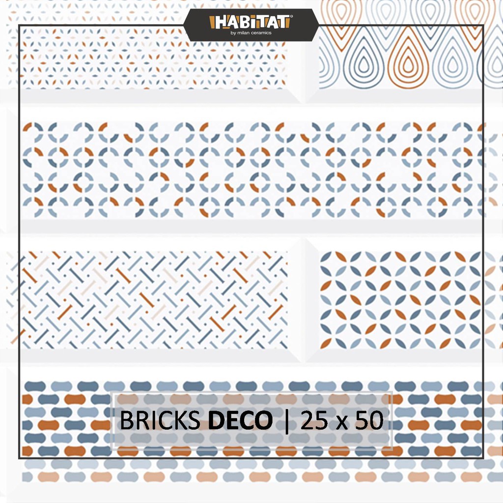 Jual MilanTiles - HABITAT Bricks Deco 25x50 cm Keramik Dinding Motif ...