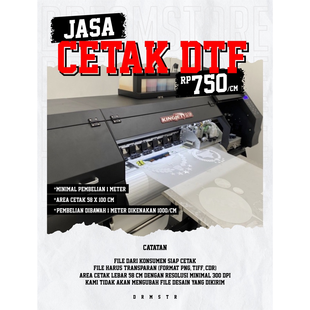 Jual ^BISA COD^ JASA PRINT DTF METERAN / ECERAN / A4, A3, A2 SIAP PRESS ...