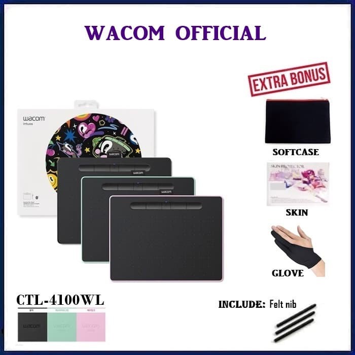 Jual WACOM INTUOS DRAWING TABLET BLUETOOTH CTL-4100WL CTL4100 CTL ...