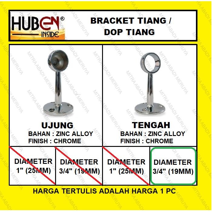 Jual Bracket Tiang 3/4" (19 mm) TENGAH Dop Tiang 3/4" TENGAH Pipa ...