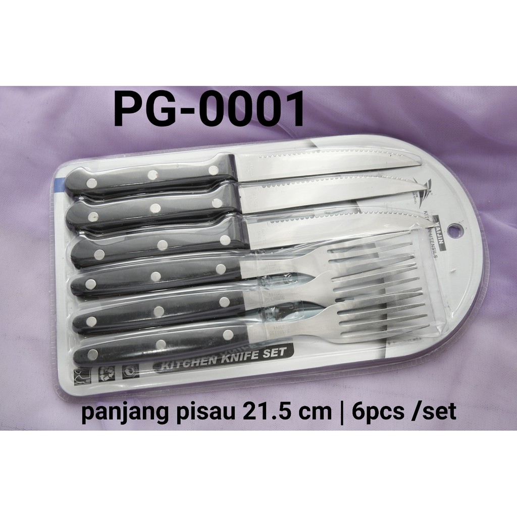 Jual PG-0001 Kitchen pisau steak garpu set steak knife fork set yamama ...