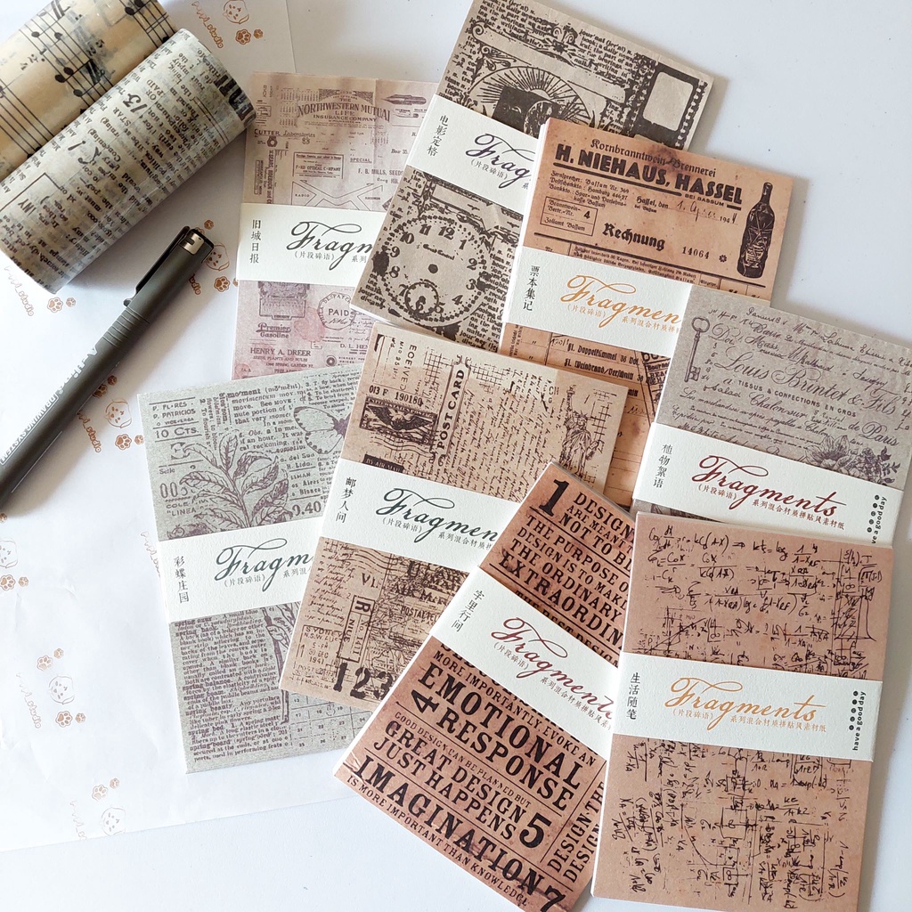 Jual Fragments Kertas Dekor Motif Aesthetic Vintage - Journal Kit ...