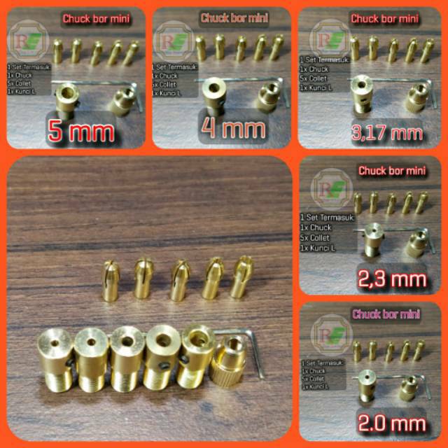 Jual Chuck collet mini bor pcb untuk as 2mm / 2,30mm / 3,17mm / 4mm ...