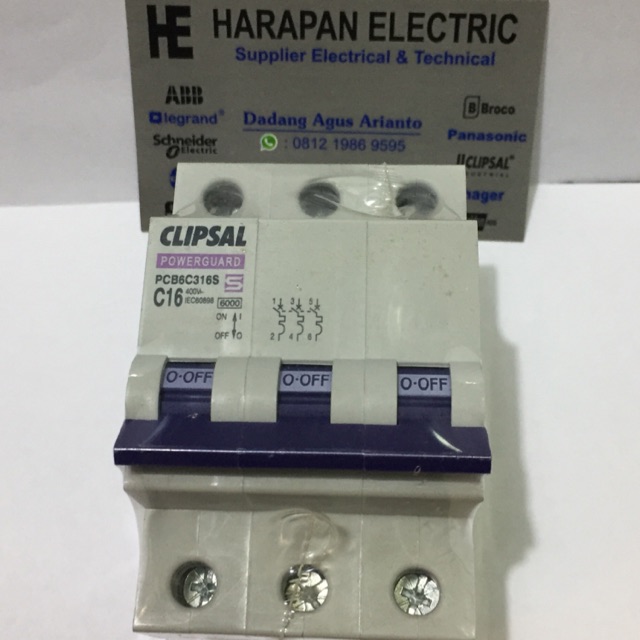 Jual MCB 3 phase 16 amper 6 ka CLIPCAL / MCB 16 A 3 phase CLIPCAL ...