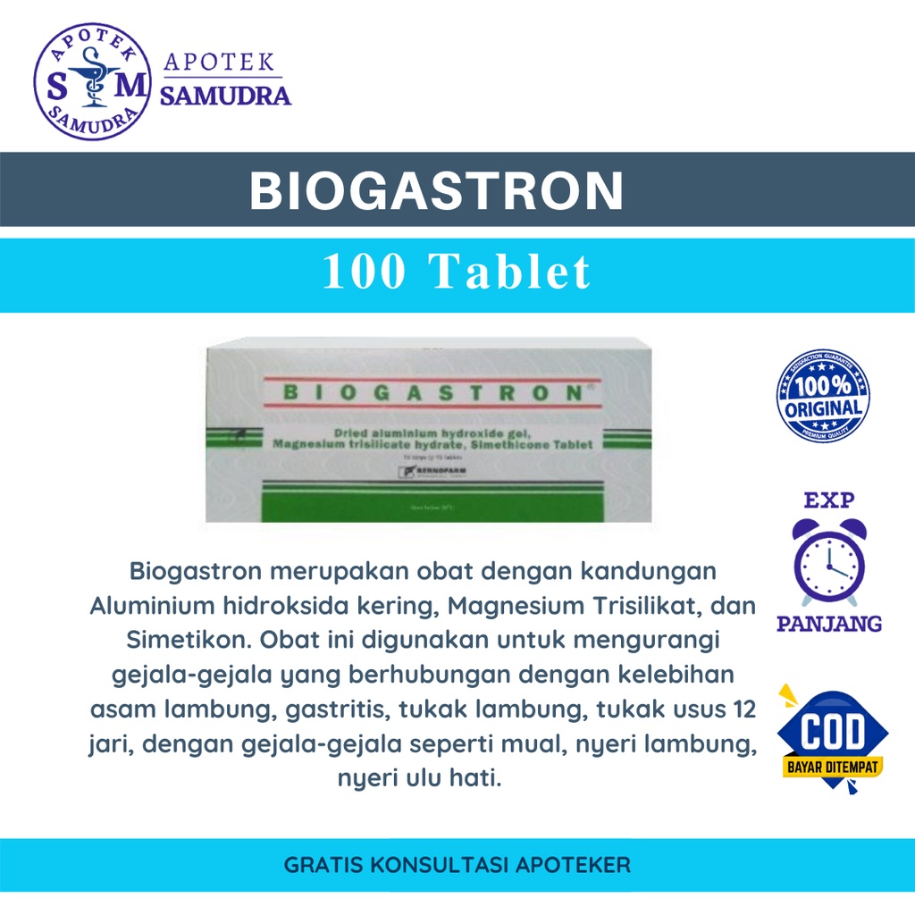 Jual BIOGASTRON Tablet - BOX isi 100 Tablet (obat maag obat lambung ...