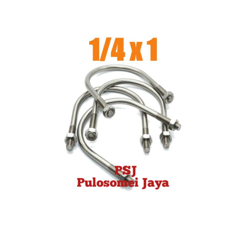Jual SUS 304 U-Bolt / Baut U Stainless 1/4 x 1 | Shopee Indonesia