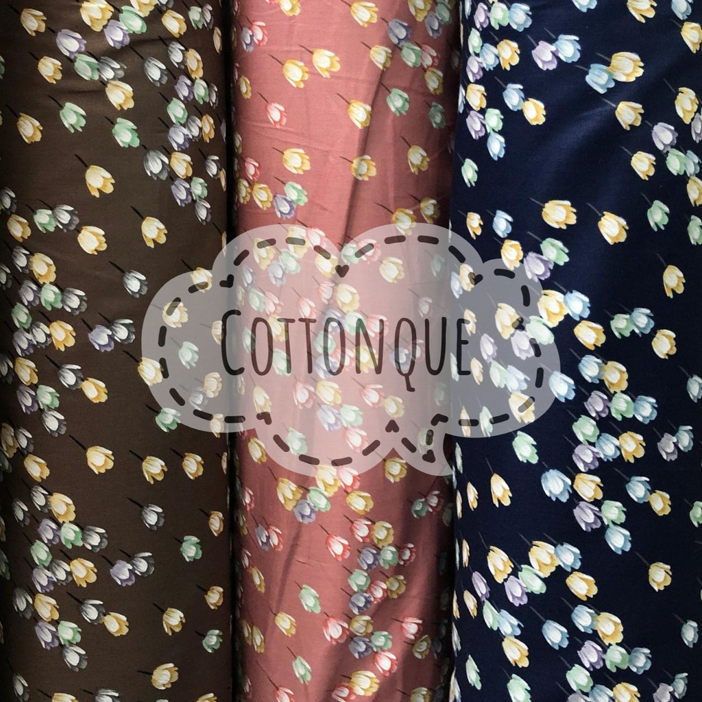 Jual Kain Katun Jepang Motif Bunga Tulip 3 (min pembelian 2x klik ...