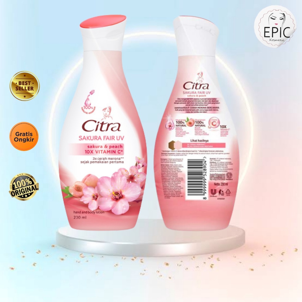 Jual CITRA Body Lotion 230ml SAKURA FAIR UV / Epic Kosmetik | Shopee ...