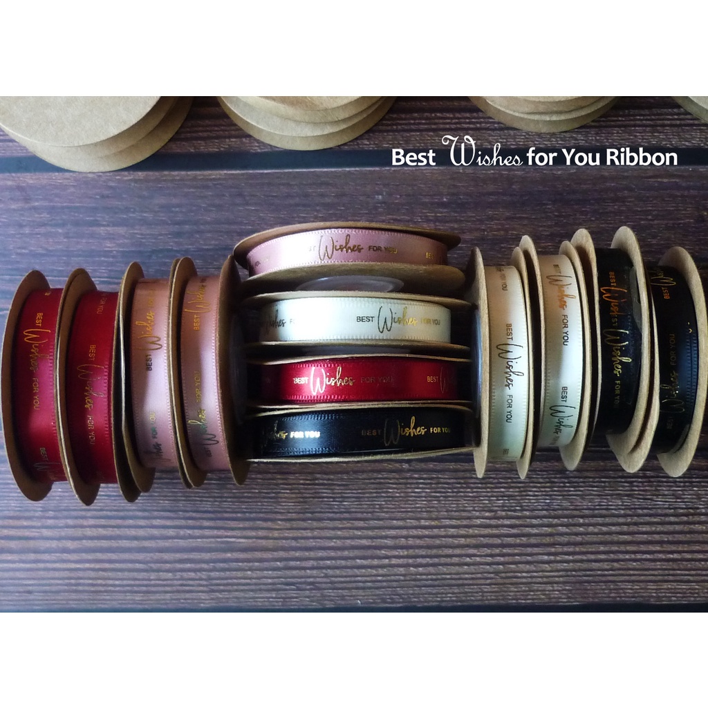 Jual HX154 (2) Best Wishes ribbon pita ucapan selamat sukses kado ...