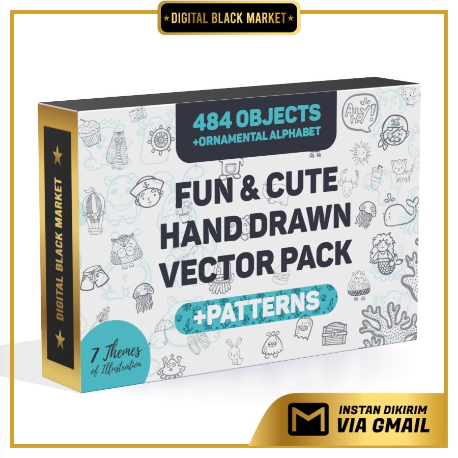 Jual ID33514 - Fun & Cute Hand-Drawn Vector Pack + Patterns | Koleksi ...