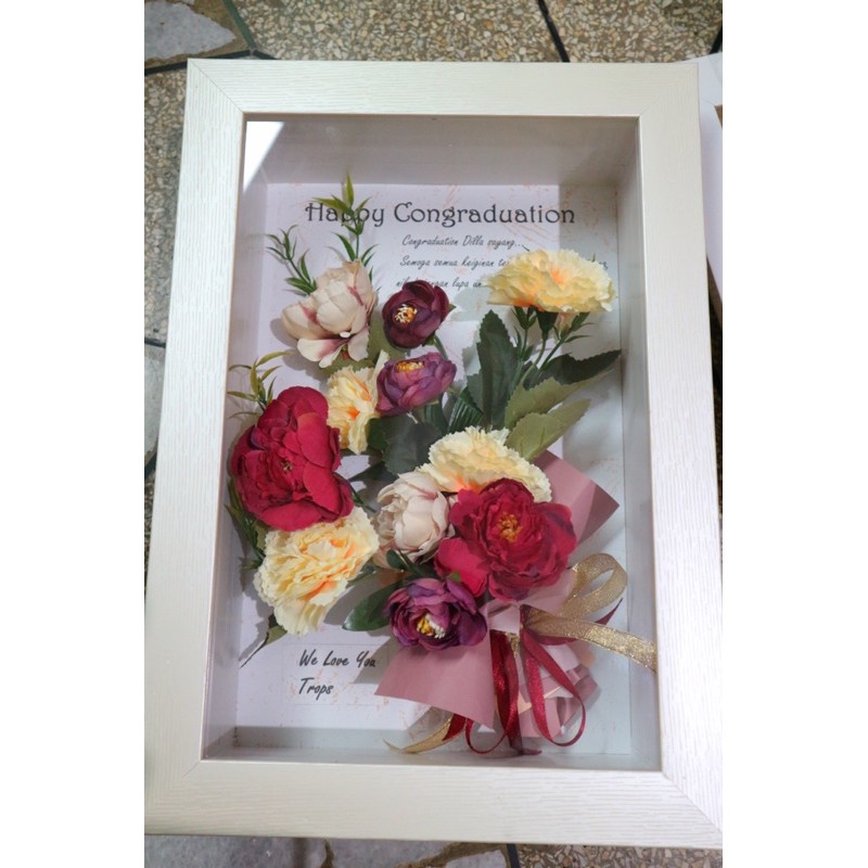Jual ukuran 11r frame bunga dalam kaca / bingkai frame 3d flowers ...