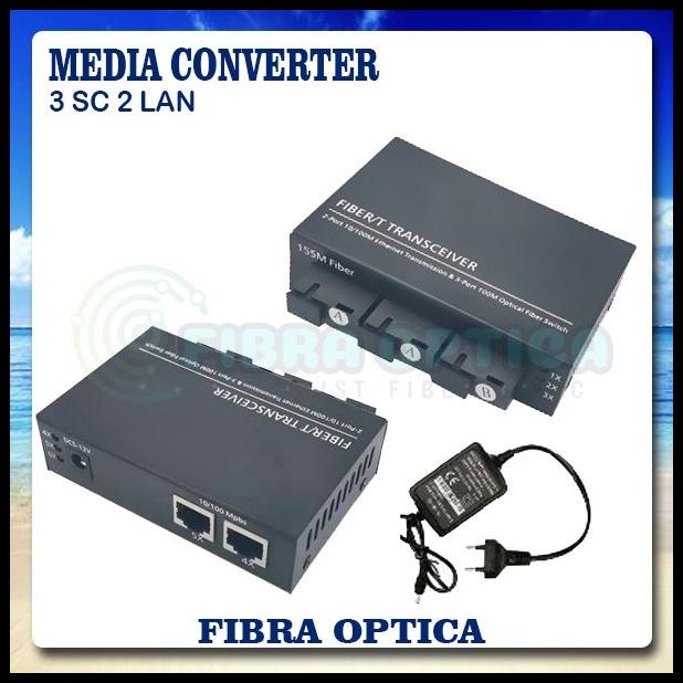 Jual Media Converter 3 Sc 2 Lan | Ethernet Fiber Switch 3 Fo 2 Lan 10/100 | Shopee Indonesia