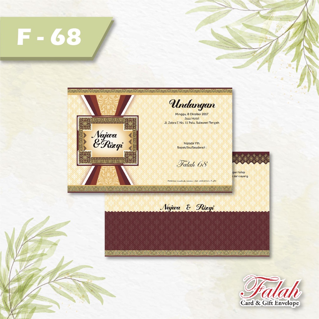 Jual Undangan Falah 068 Undangan Pernikahan BAHAN BRIEF CARD BC TIK ...