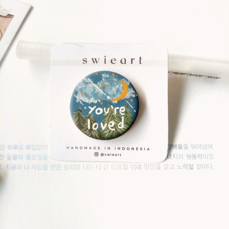 Jual Positive Affirmation Words Handmade Air Dry Clay Pins with Glossy ...