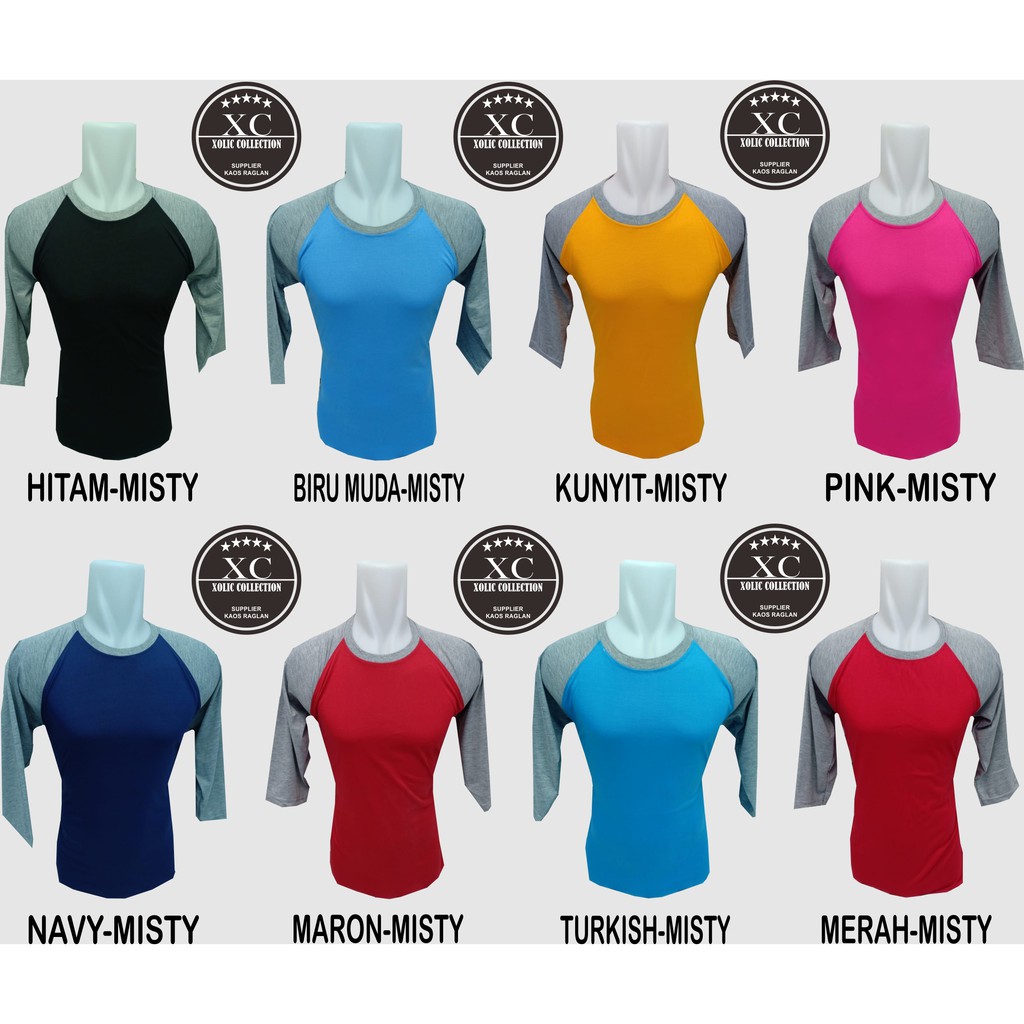 Jual Kaos Polos Raglan - Kaos Polos Raglan Lengan 3/4 | Shopee Indonesia