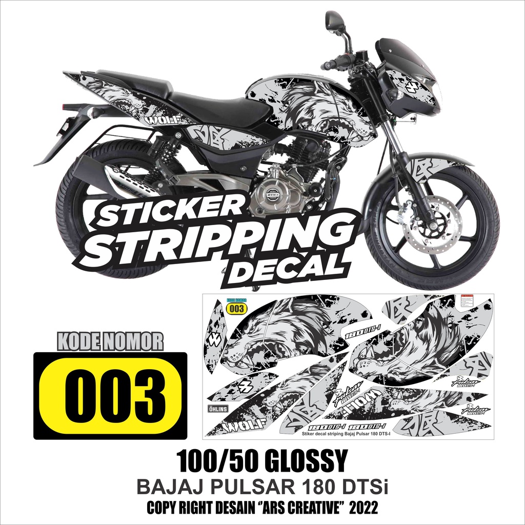 Jual Sticker decal striping bajaj pulsar 180 DTSi Wolf Variasi printing ...