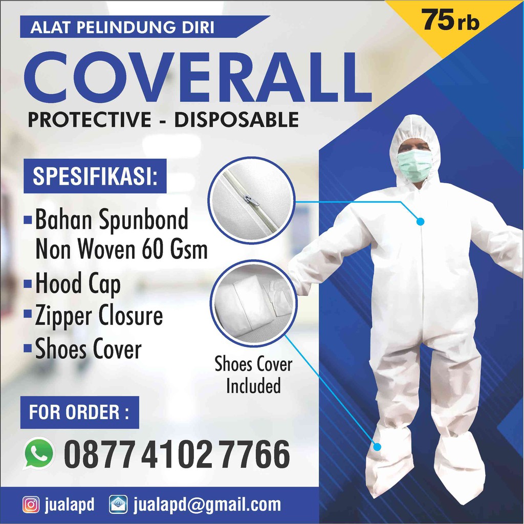 Jual Baju APD FREE Shoes Cover + Logo - Hazmat Suit (Alat Pelindung ...