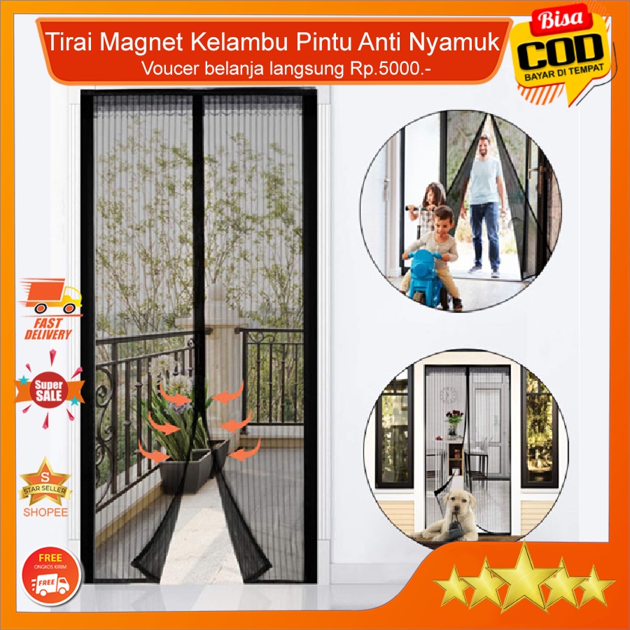 Jual Tirai Magnet Anti Nyamuk polos ukuran 100 x 210 cm warna Hitam ...