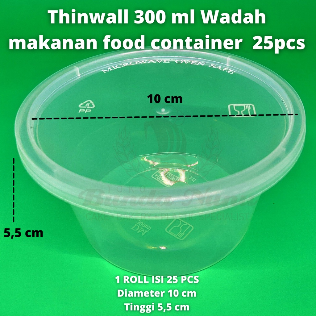 Jual Thinwall 300ml wadah makanan Plastik Food container 25 pcs ...