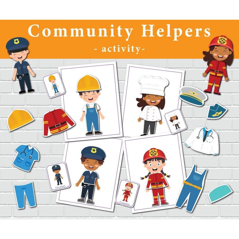 Jual Community Helpers activity Card / Community Helper Matching ...