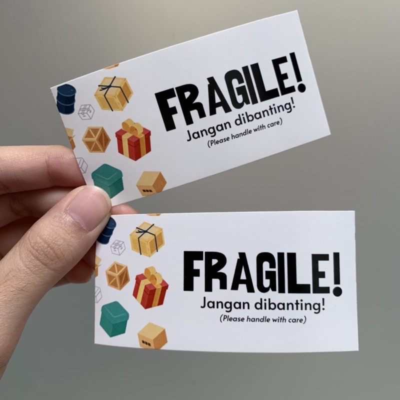 Jual Stiker Fragile Jangan Dibanting Hati-Hati Putih Lucu Cantik Murah ...
