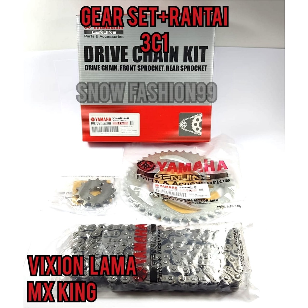 Jual GEAR SET GIR SET+RANTAI 3C1 YAMAHA VIXION LAMA,MX KING 100% ...