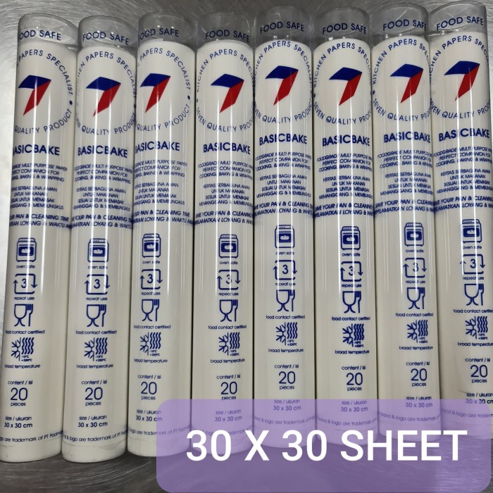Jual BAKING PAPER SEVEN kertas baking alas kue 30x30 cm ISI 20 sheet ...