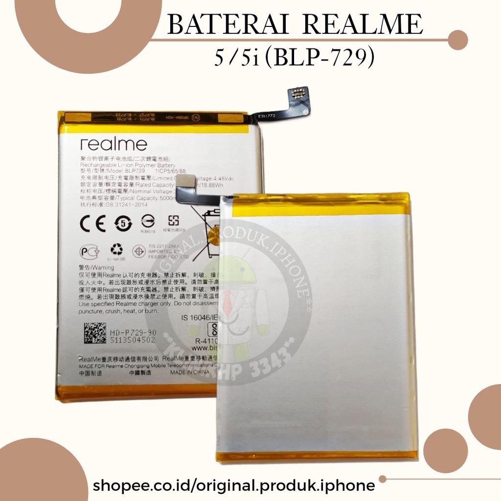 Jual BATERAI BATERAY REALME 5/5i BLP-729 ORIGINAL NEW GARANSI 100% ...