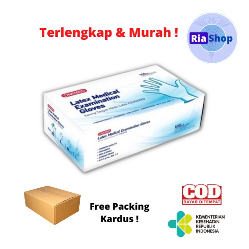 Jual SARUNG TANGAN ONEMED LATEX EXAMINATION GLOVE ( 1 BOX ISI 100 PC ...