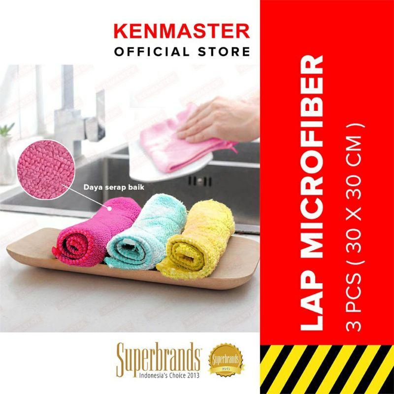 Jual KENMASTER Kain Lap Microfiber ( isi 3pcs) 30x30cm Kain Lap Mobil ...