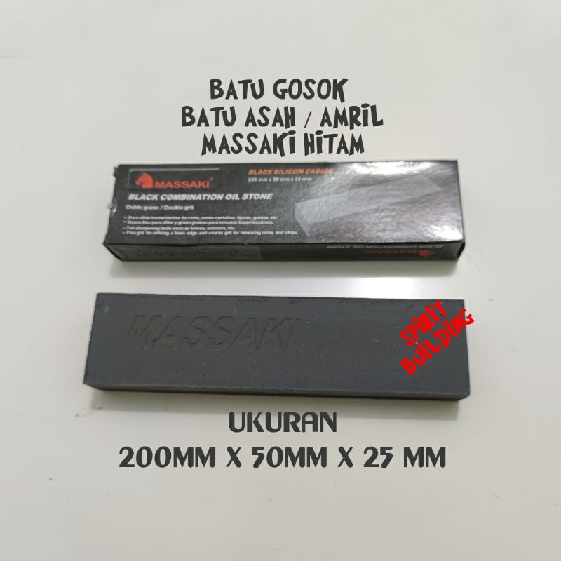 Jual BATU GOSOK ASAH AMRIL 8" MASSAKI HITAM 200MM X 50MM X 25MM ...