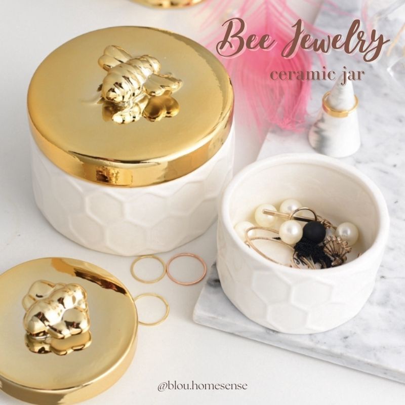 Jual Golden Jar Ceramics Toples Keramik Dekorasi Gold Bee Lebah ...