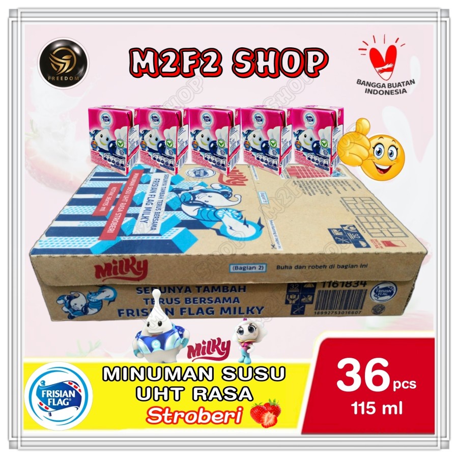 Jual Frisian Flag Susu Bendera Cair Milky Zuzhu Kotak Rasa Stroberi | Strawberry - 115 ml ...
