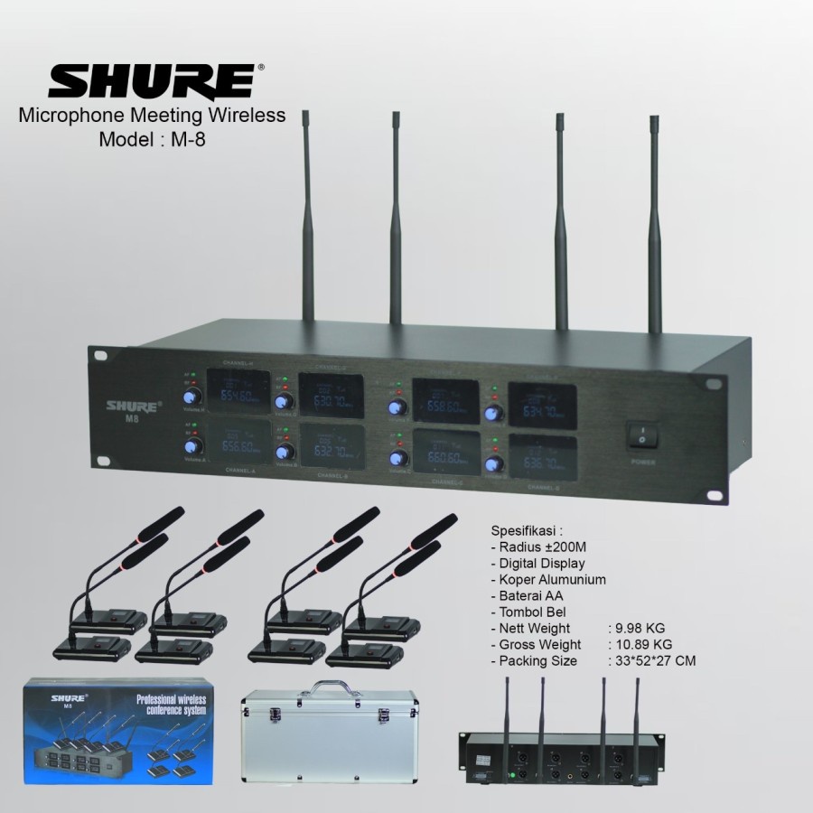 Jual Mic Wireless \M8 Podium Conference M 8 8 Mic Meja Podium | Shopee ...