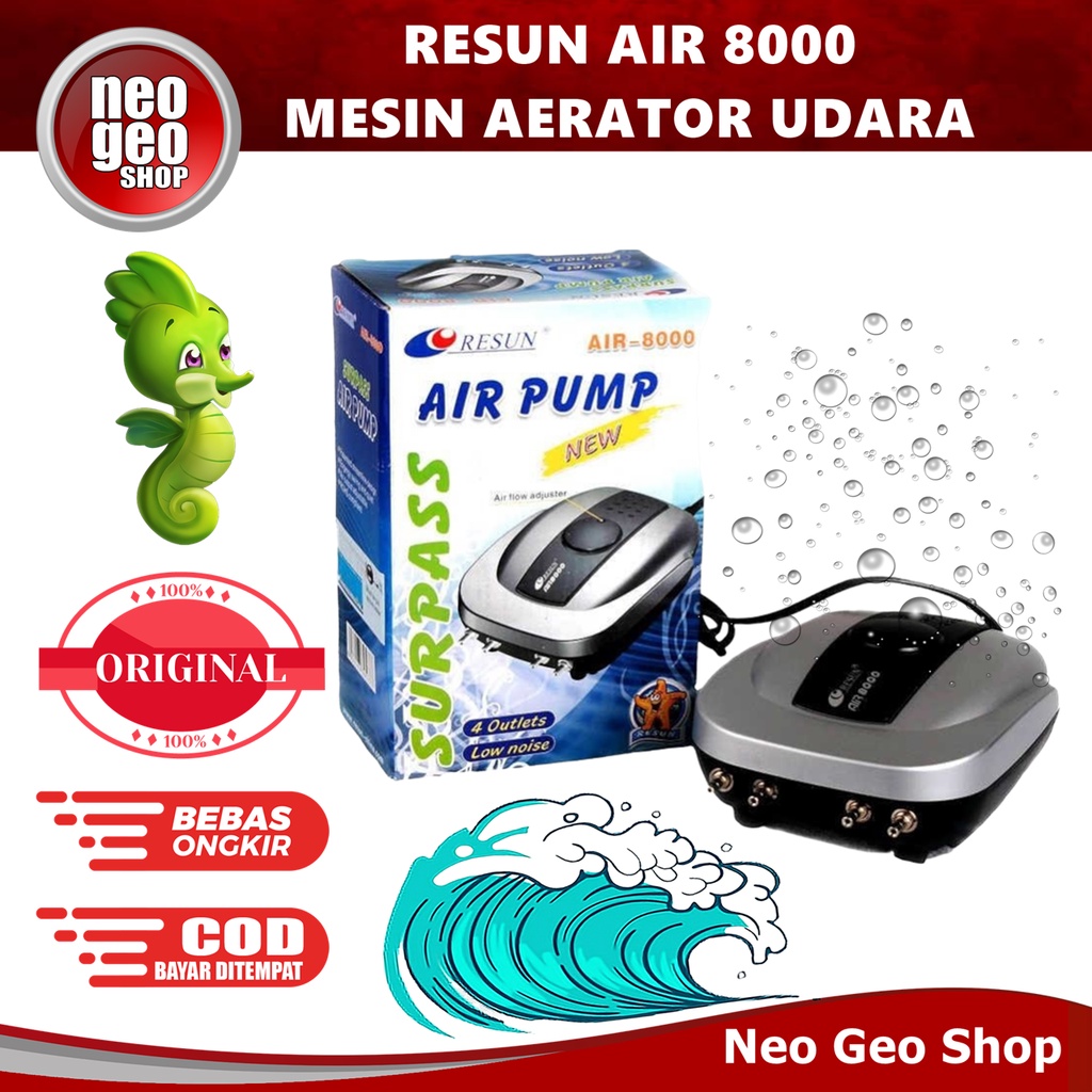 Jual Resun Air8000 Air 8000 Mesin Pompa Aerator Udara Airpump | Shopee ...
