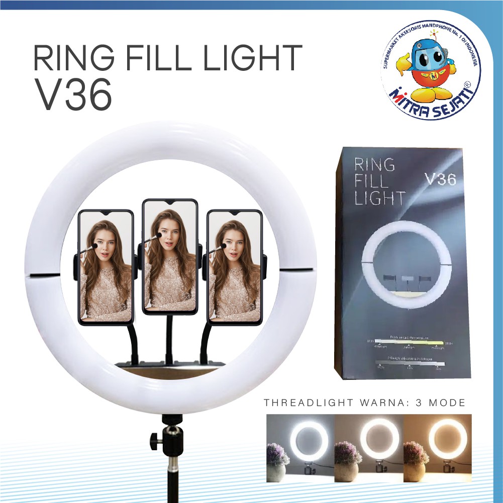 Jual RING LIGHT V36 LED 36CM LAMPU 36 CM MAKE UP VLOG RINGLIGHT LAMPU ...
