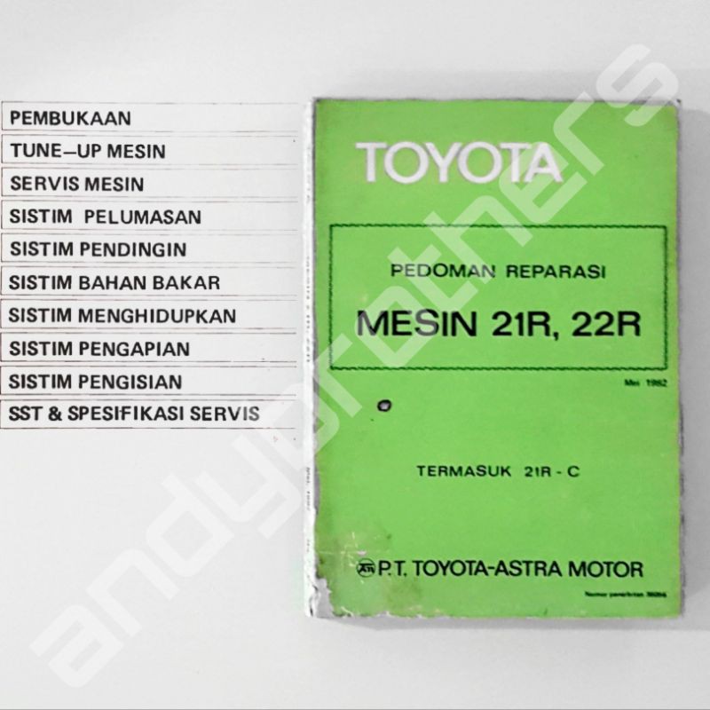Jual Buku Manual Pedoman Reparasi Toyota MESIN R LAND CRUISER II ...