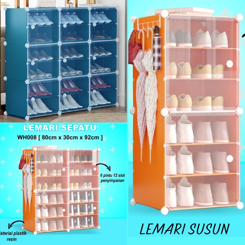 Jual (COD) Rak Sepatu Susun Plastik Tertutup Lemari Sepatu Kotak Sepatu ...