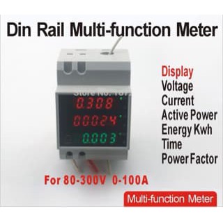 Jual din rail multi function meter ( KWH - watt - volt - ampere meter ...