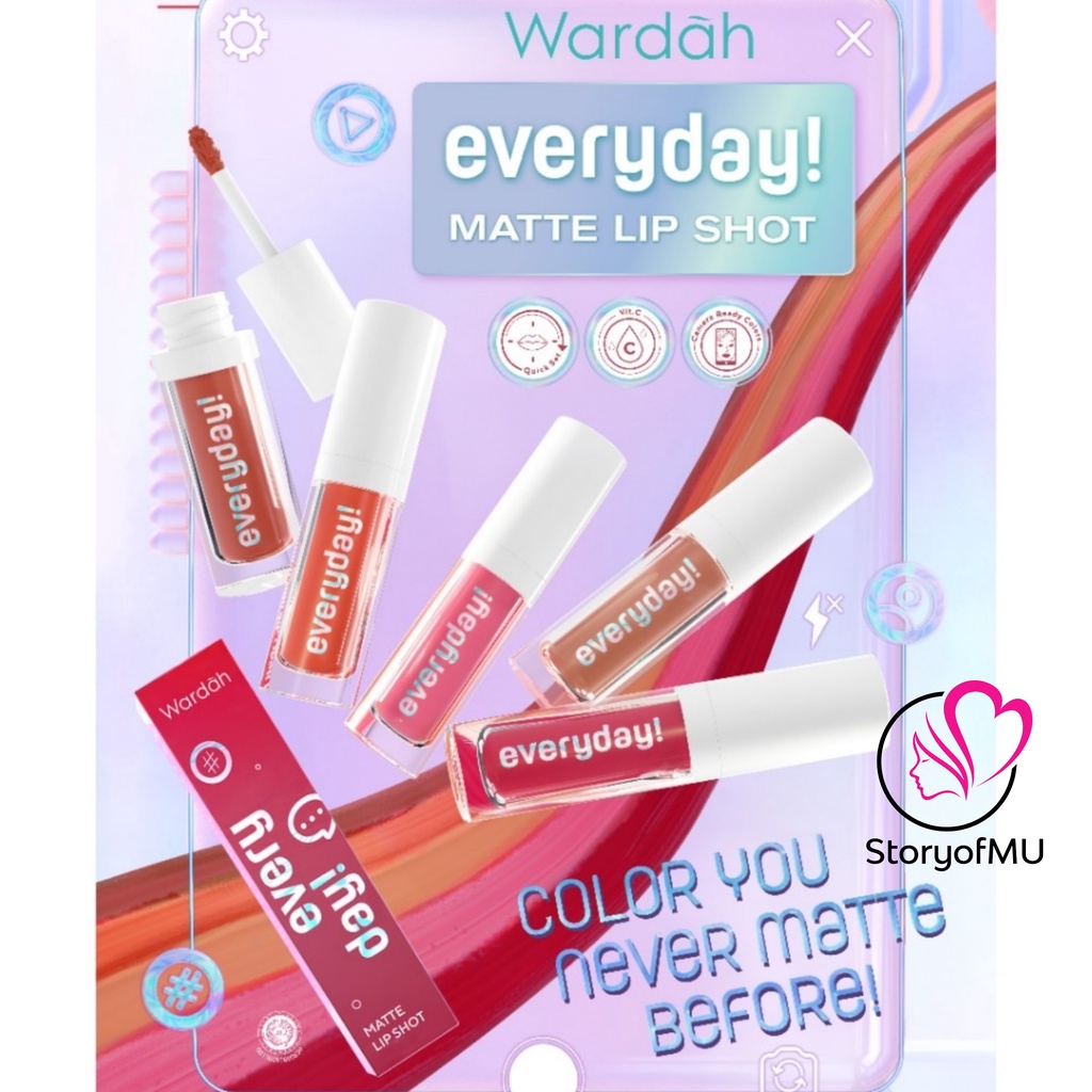 Jual WARDAH EveryDay! Matte Lip Shot 1.8gr | Cream Tint Stain Quick Set ...