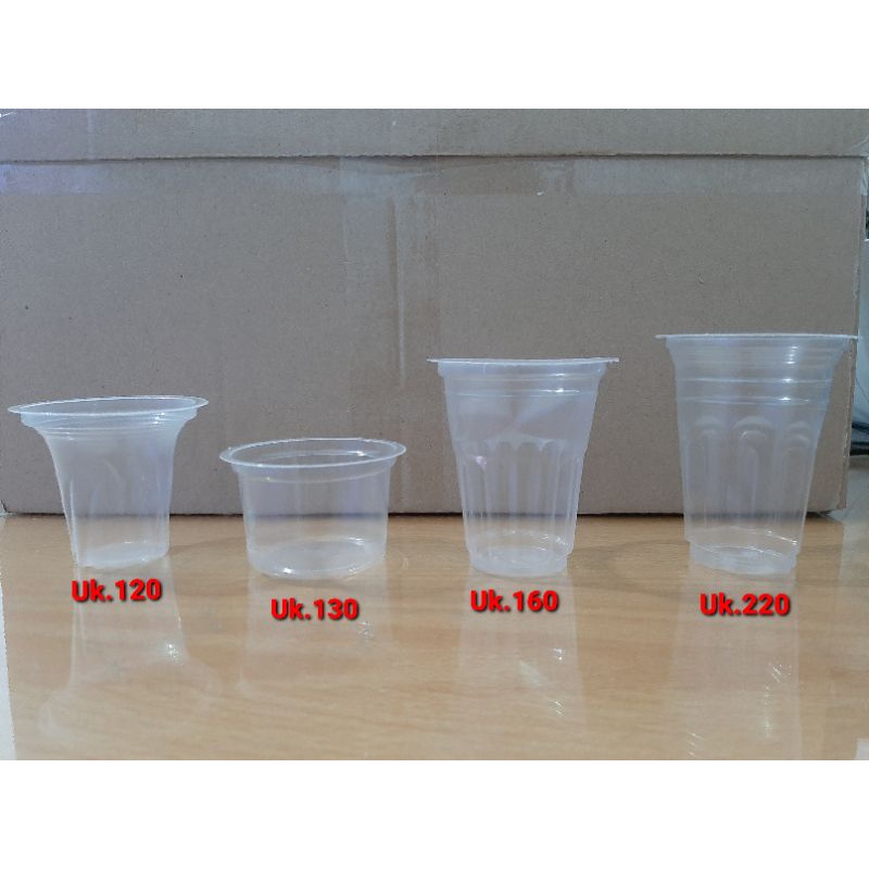 Jual GELAS PLASTIK BENING CUP AQUA / GELAS ICEREAM / GELAS KOPI 120ML 130ML 160ML 220ML | Shopee ...