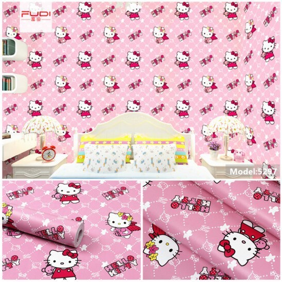 Jual Wallpaper Dinding Hello Kitty Angel 8m s/d 9m x 45cm | Shopee Indonesia