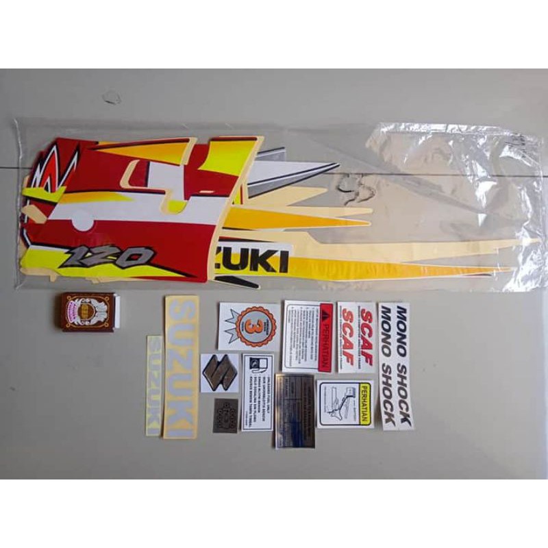 Jual Striping sticker satria hiu merah putih lengkap stiker perhatian ...