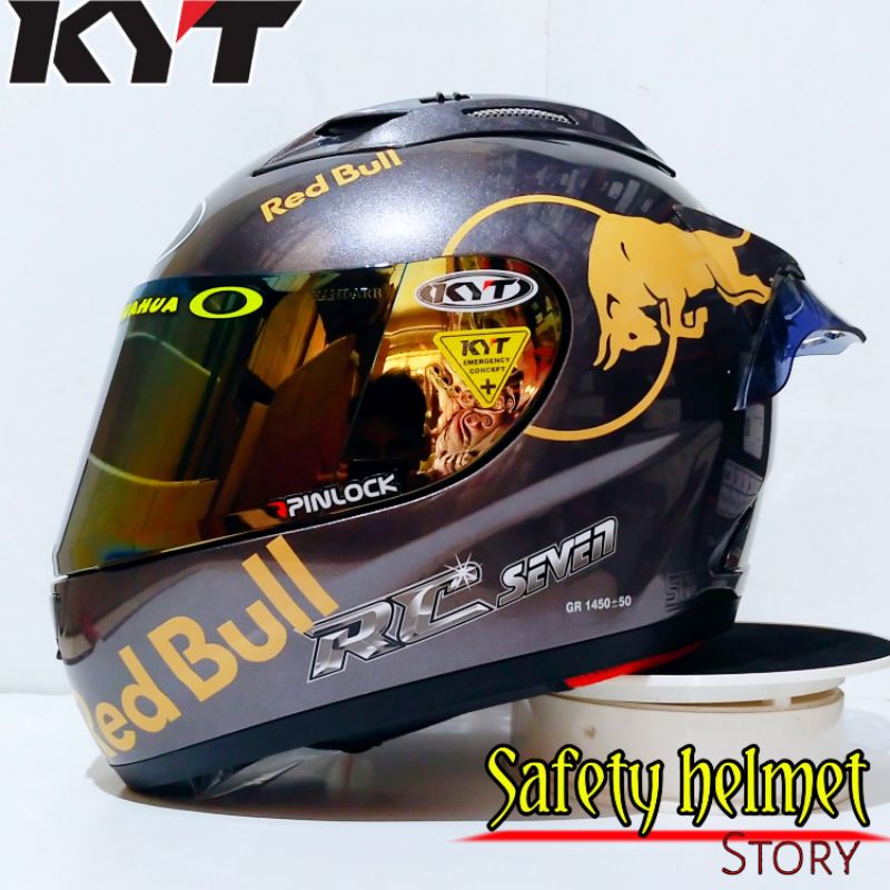 Jual helm full face kyt rc seven paket ganteng red bull | Shopee Indonesia